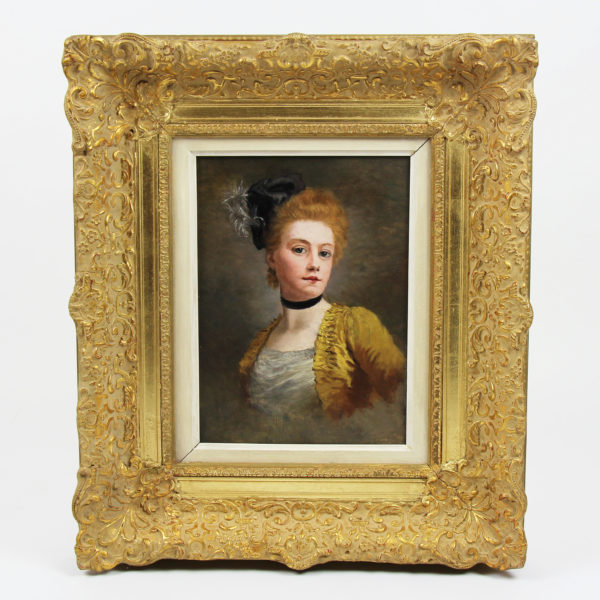 Portrait oil on canvas portrait lady atr. to Edouard Bisson French ...
